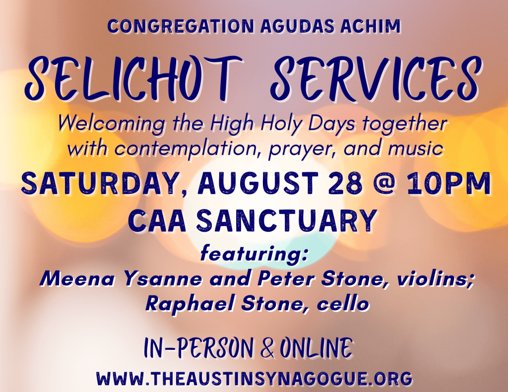 Selichot – Congregation Agudas Achim